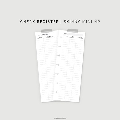 Checking Register Skinny Mini Happy Planner Checkbook | Etsy