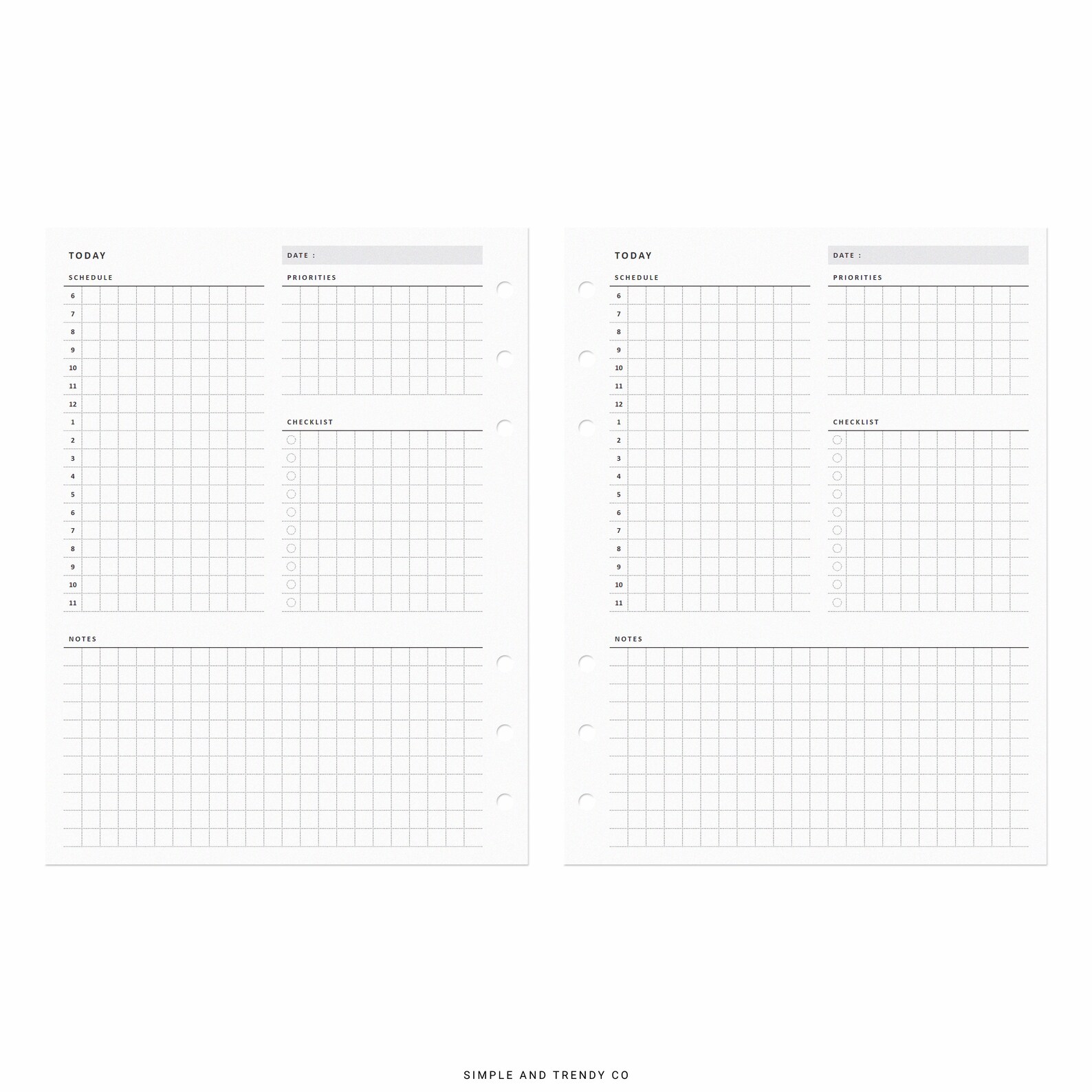 Daily Planner Printable B6 Inserts Daily Planners and - Etsy
