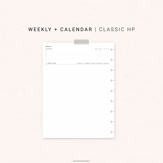 Weekly Planner Calendar Happy Planner Classic Printable Week | Etsy