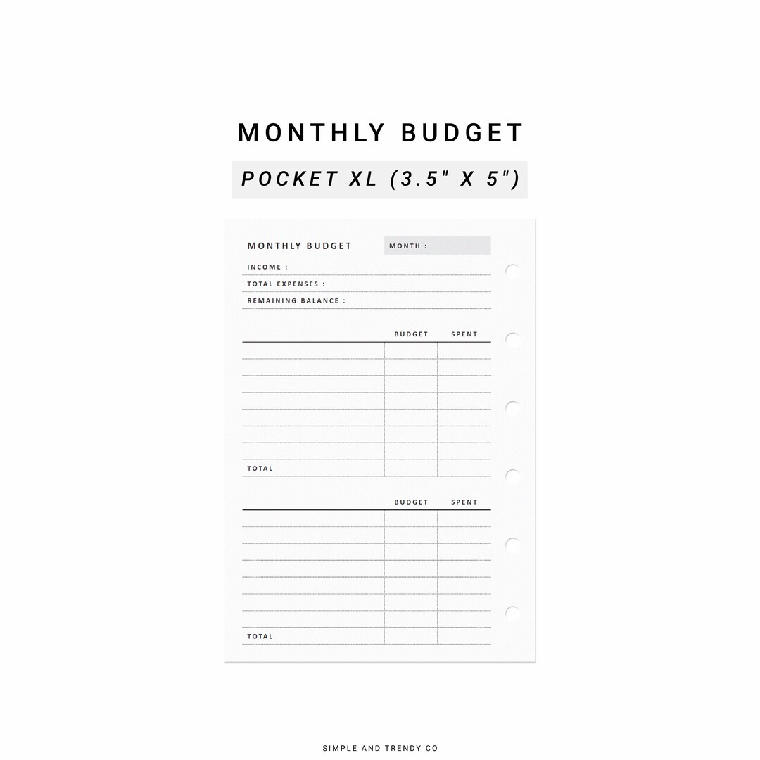 Budget Planner Printable Pocket XL, Monthly Budget Template Printables ...