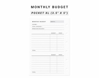 Monthly Budget Pocket Planner Printable - Etsy