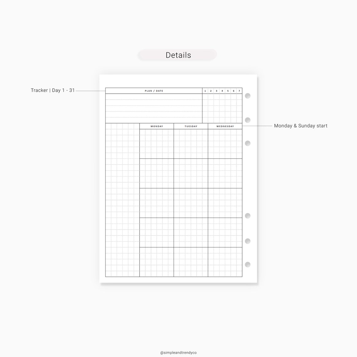 Monthly Planner Printable B6 Inserts Undated Monthly Agenda | Etsy