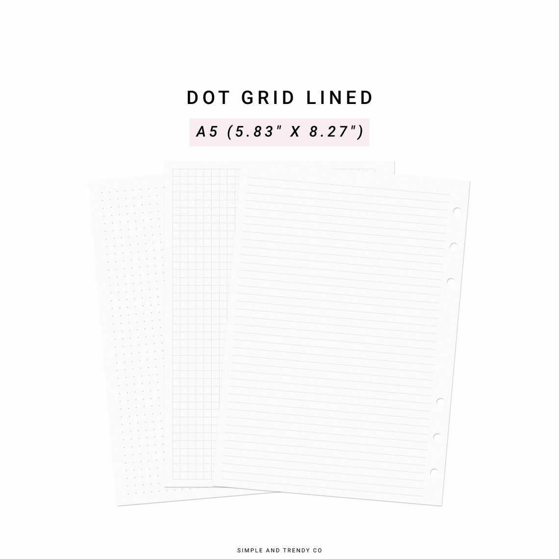Study Note Paper Dotted Grid A5 Planner Inserts Printable - Etsy