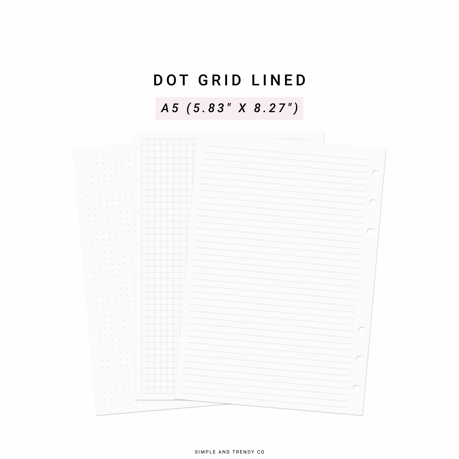 Study Note Paper Dotted Grid A5 Planner Inserts Printable - Etsy
