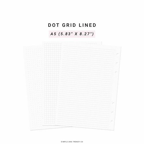 Study Note Paper Dotted Grid A5 Planner Inserts Printable - Etsy
