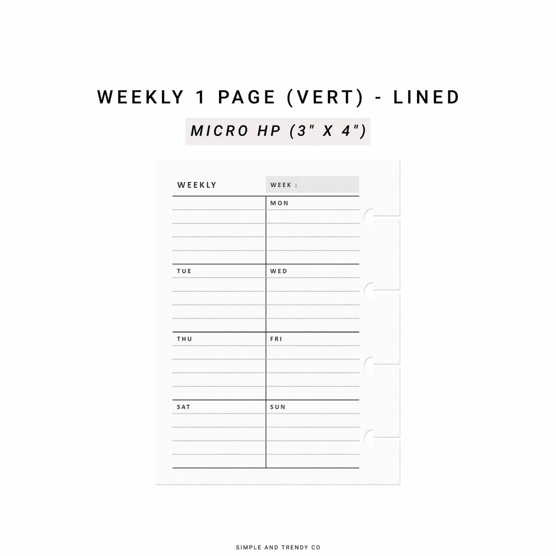 Week on One Page Printable Micro Happy Planner Weekly 1 Page - Etsy