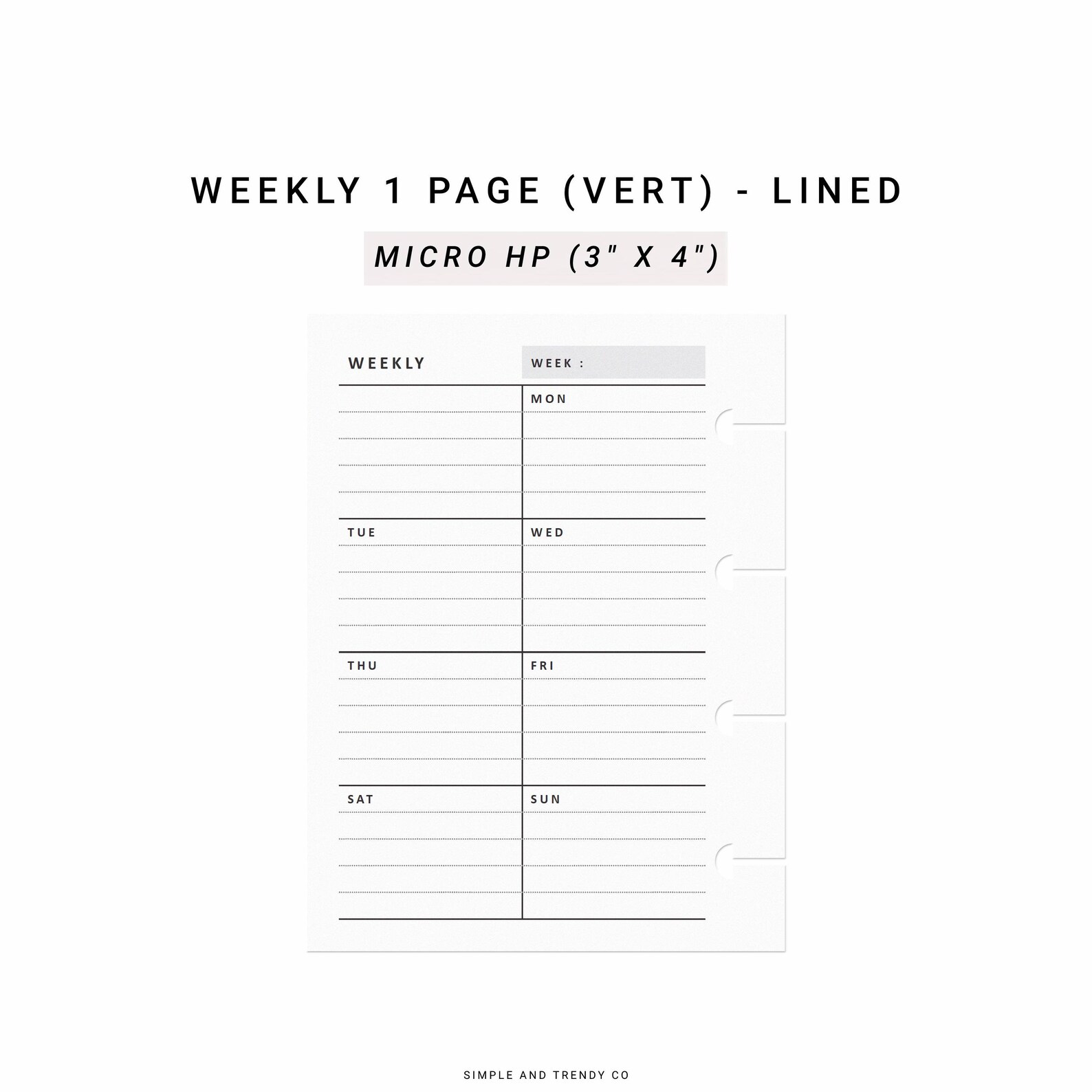 Week on One Page Printable Micro Happy Planner Weekly 1 Page - Etsy
