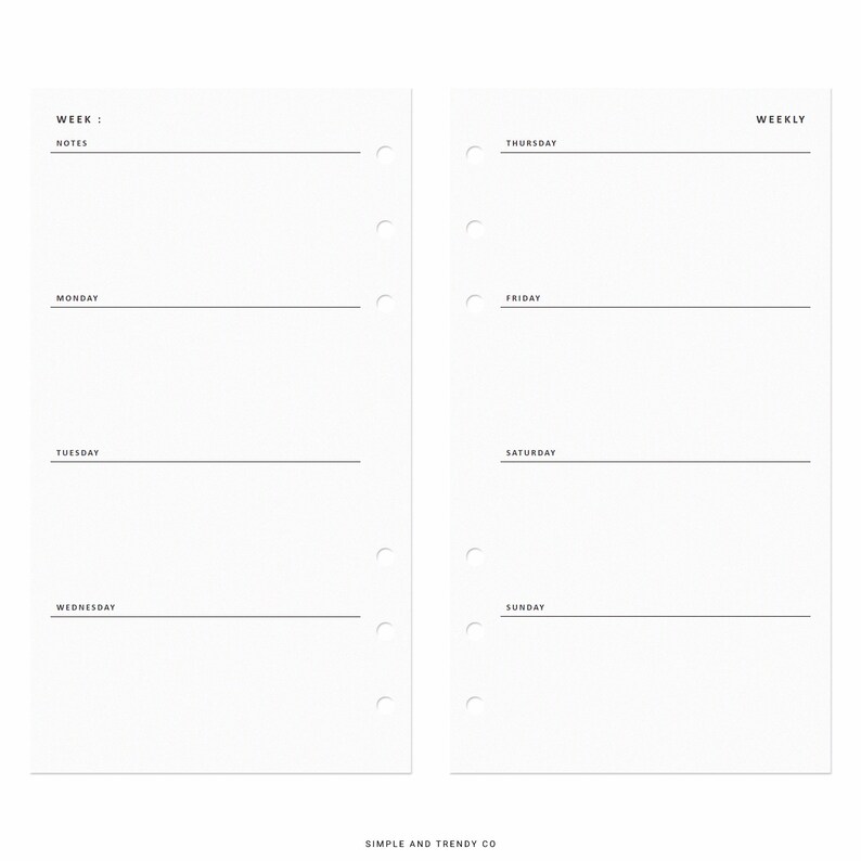 Weekly Planner Printable Personal Planner Inserts Weekly - Etsy