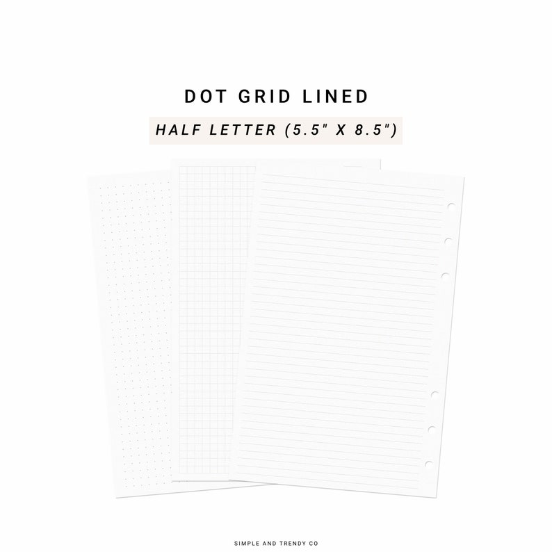 Study Note Paper Dotted Grid Half Size Half Letter Inserts - Etsy