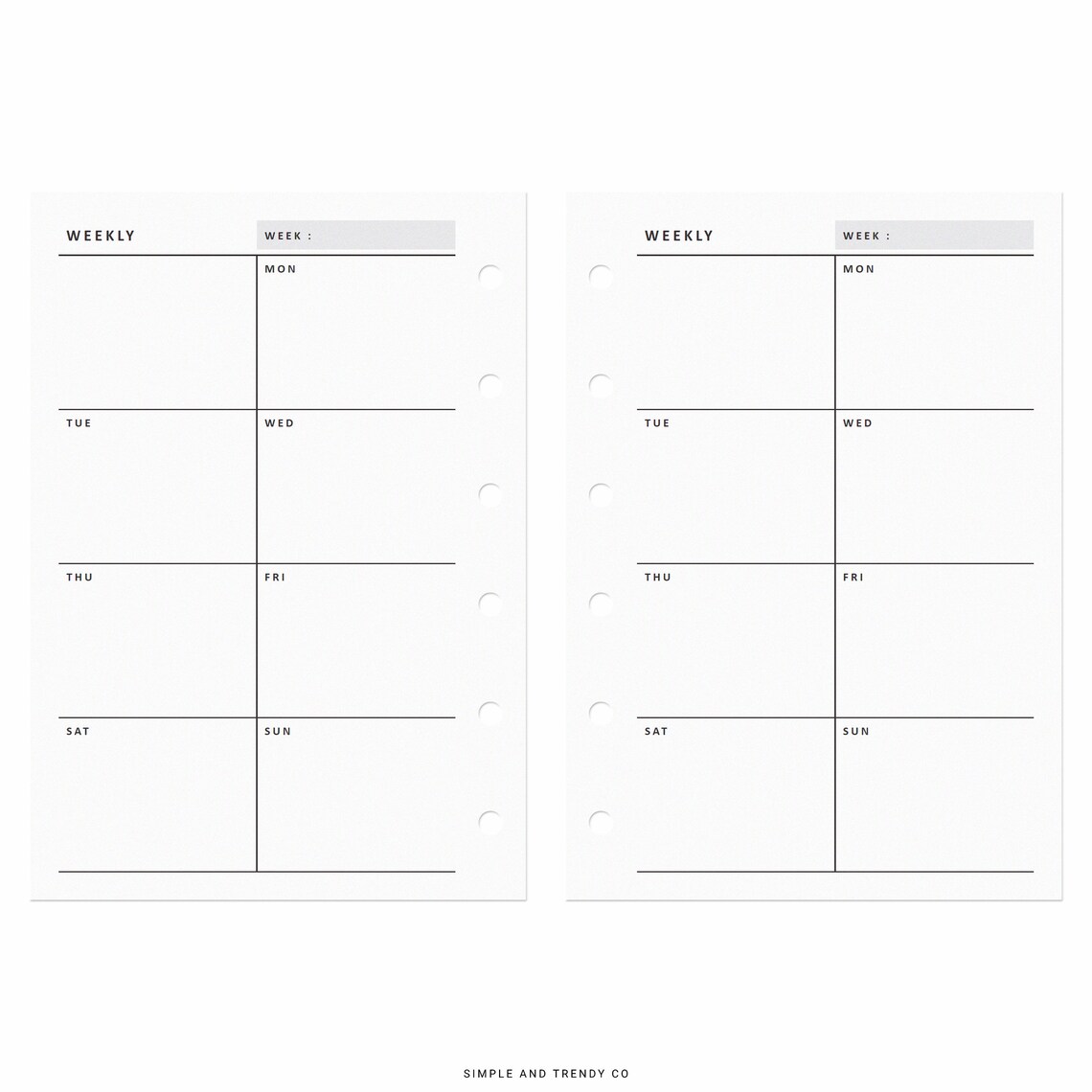 Week on One Page Printable Pocket XL Weekly 1 Page Vertical - Etsy