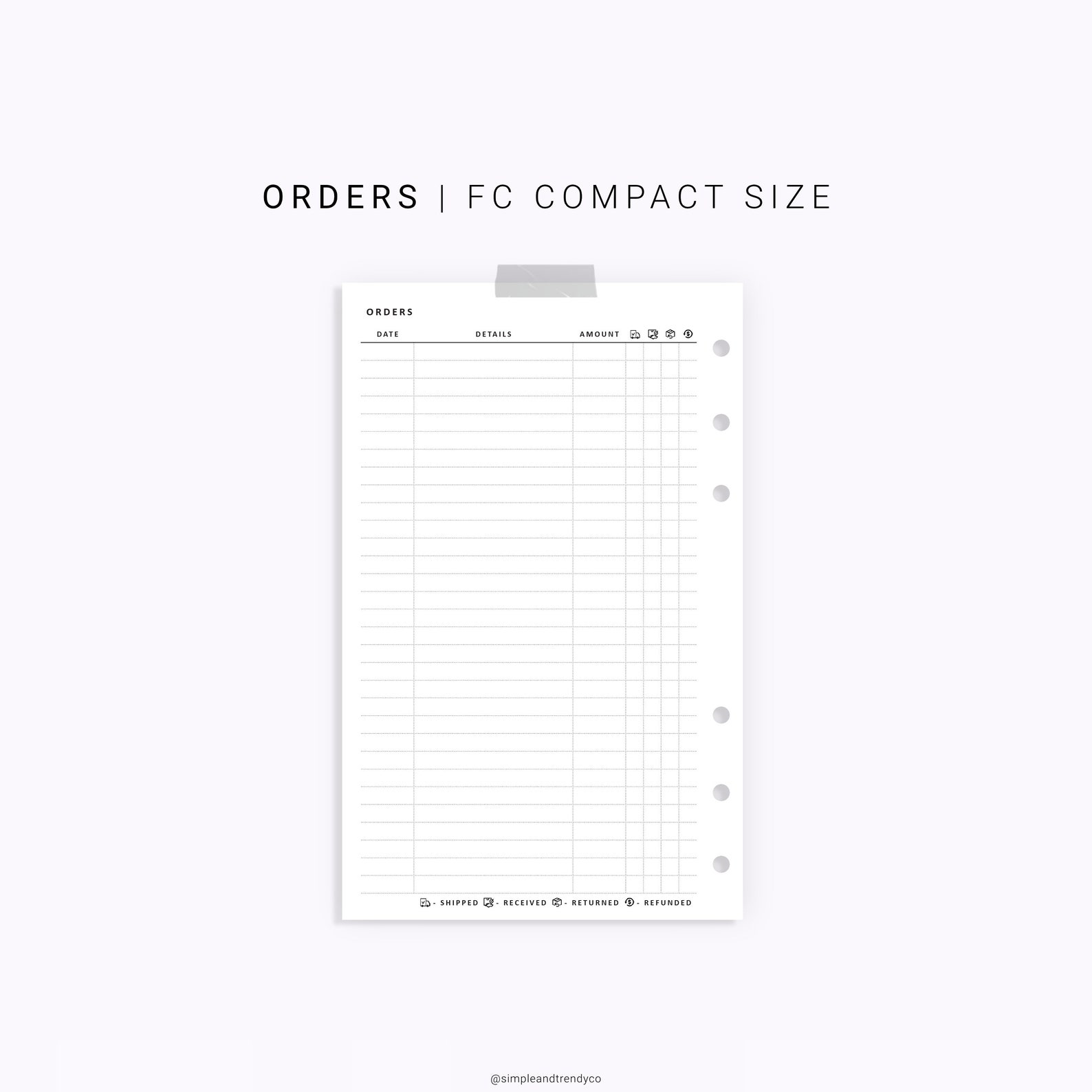 FC Compact Order Tracker Printable | Etsy