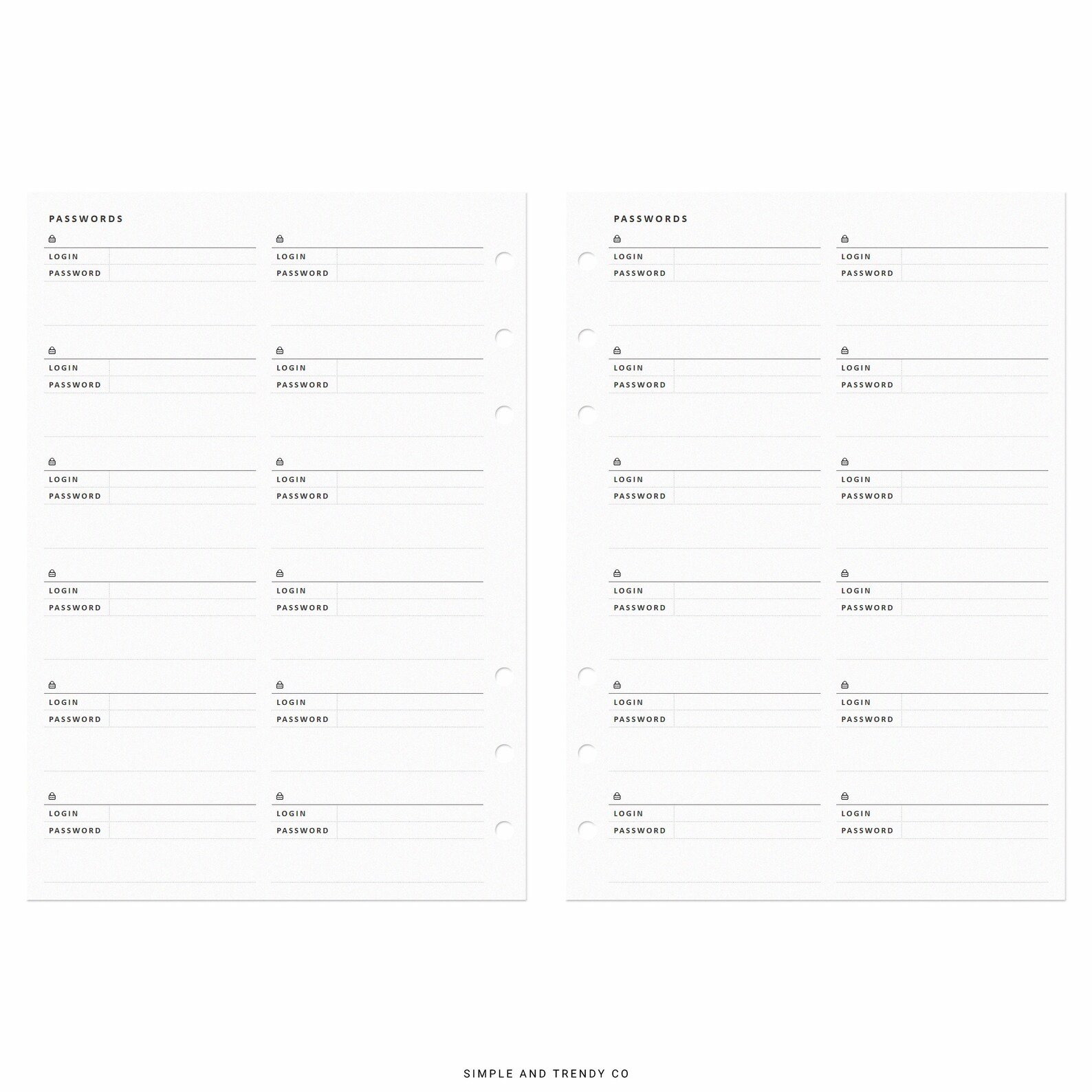 Printable Password Log A5 Planner Inserts Password Keeper - Etsy