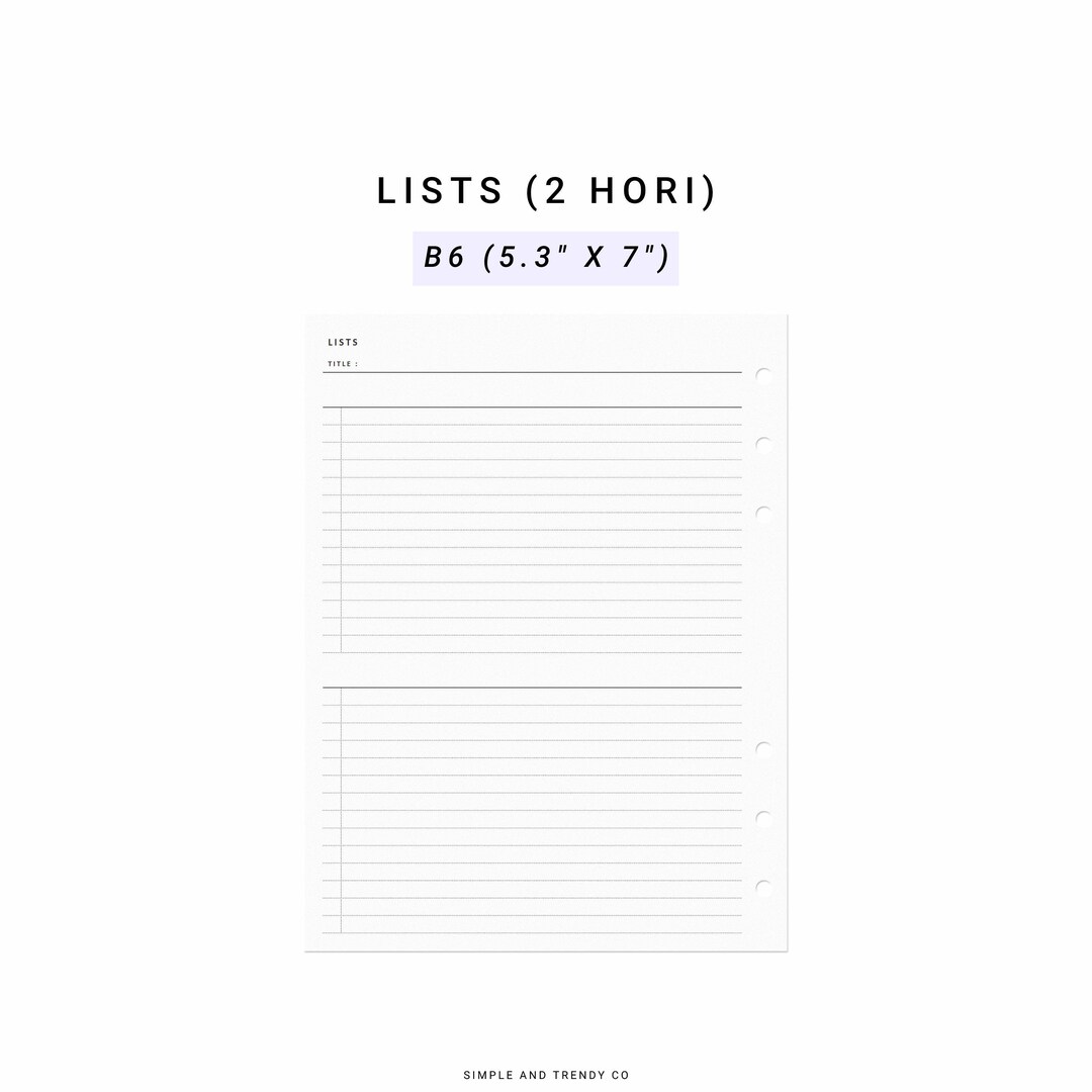 List Tracker B6 Inserts Grocery List Shopping List Wish List - Etsy