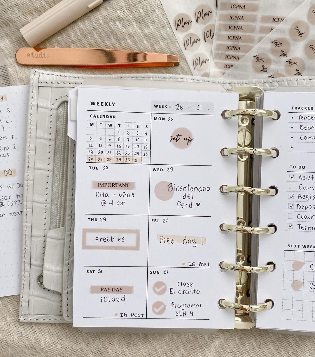 Week on One Page Printable Pocket Size Weekly 1 Page Vertical | Etsy