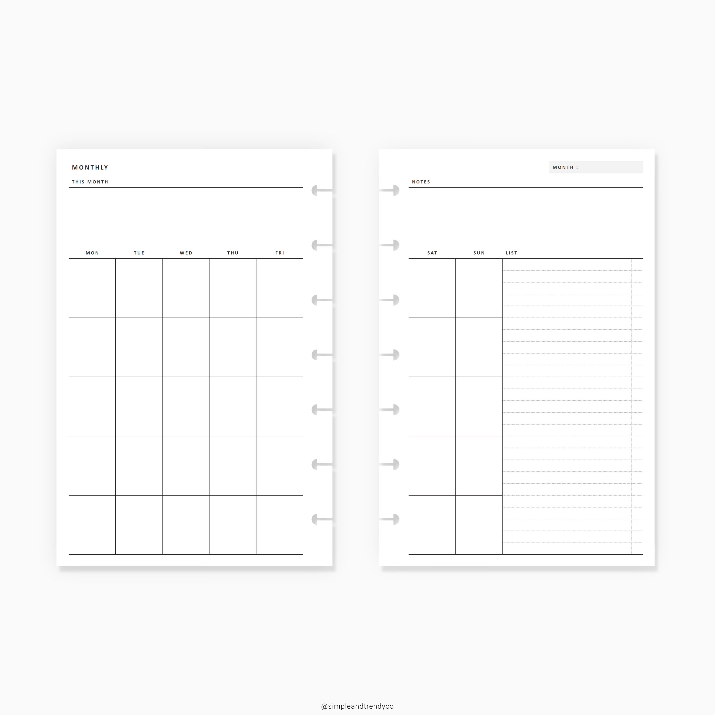 Monthly Planner Happy Planner Mini Printable Monthly Notes | Etsy