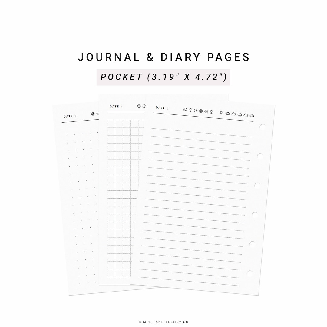 Printable Diary Pages, Travel Journal Pocket Size, Writing Journal ...