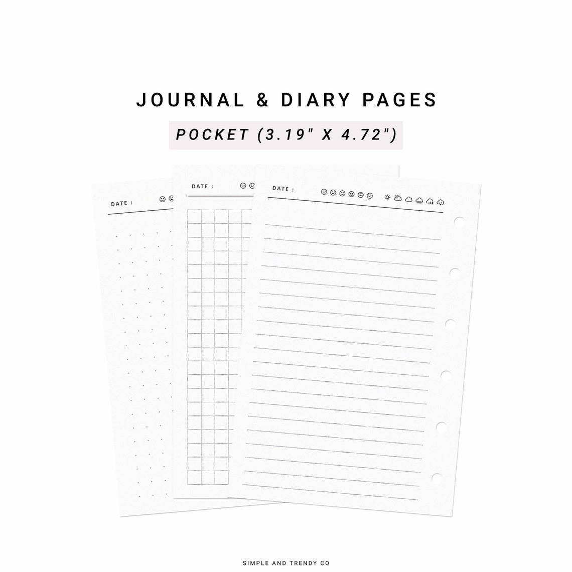 Printable Diary Pages Travel Journal Pocket Size Writing - Etsy
