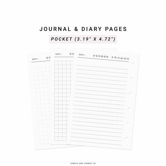 Printable Diary Pages Travel Journal Pocket Size Writing - Etsy