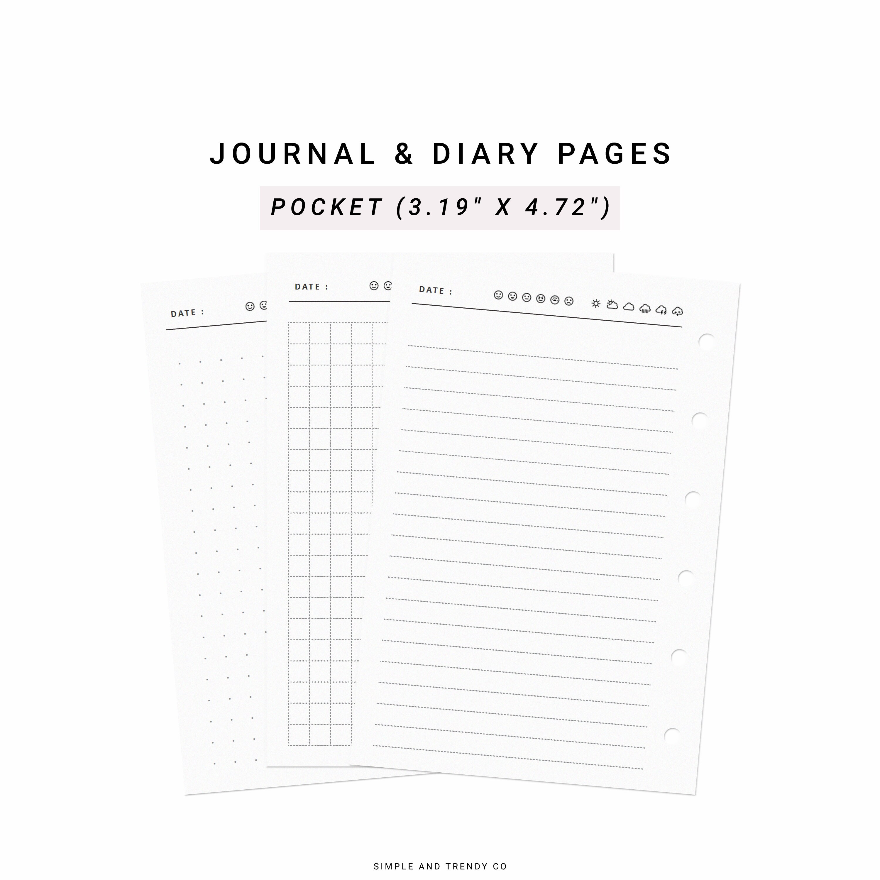 Printable Diary Pages Travel Journal Pocket Size Writing - Etsy