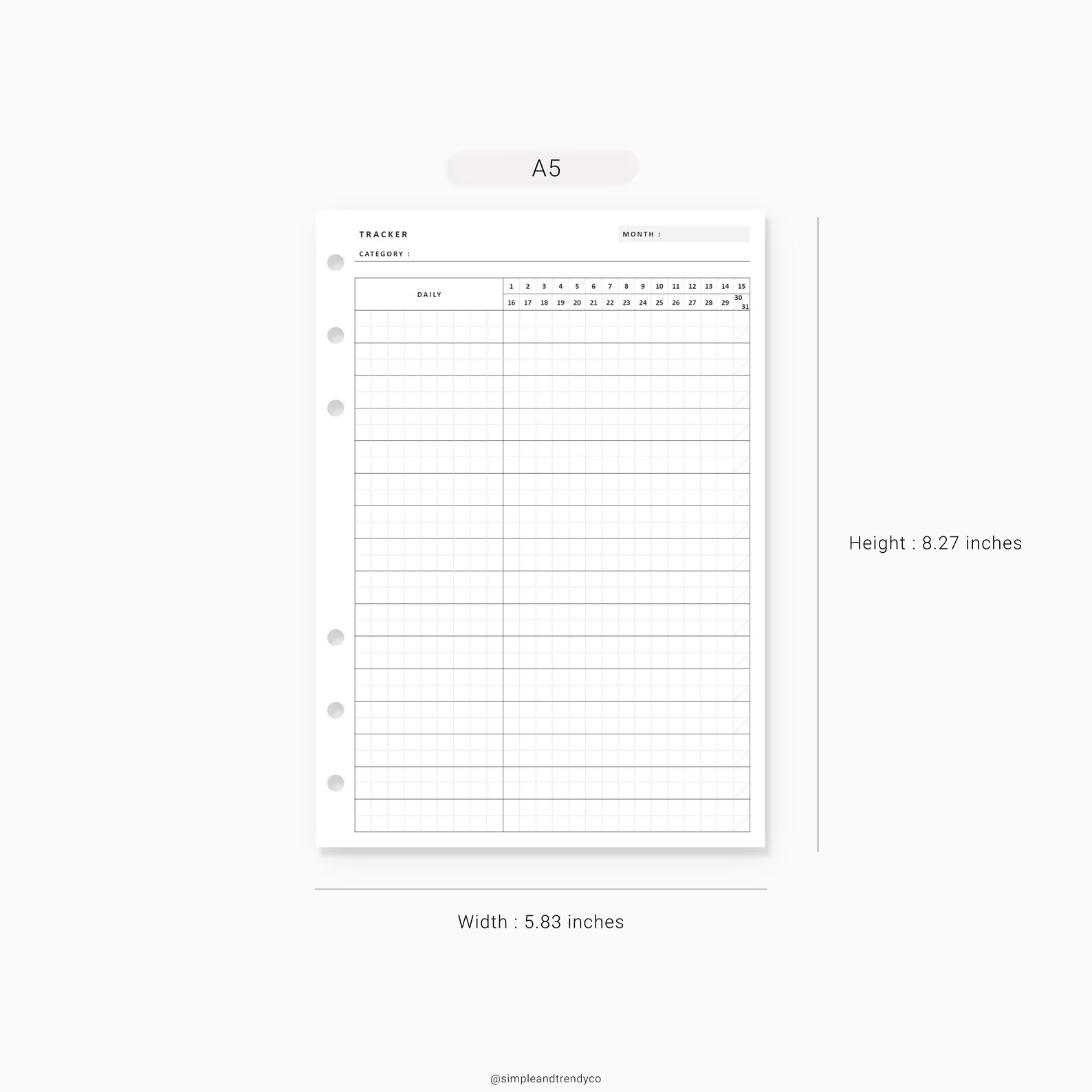 Monthly Tracker Printable A5 Planner Inserts Skin Care | Etsy