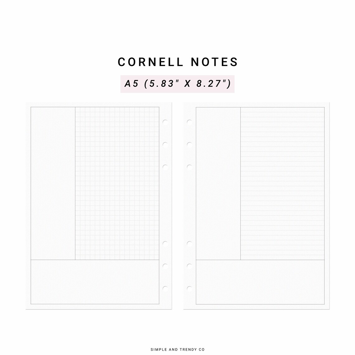 Cornell Notes Printable Notes Set A5 Planner Inserts Cornell - Etsy