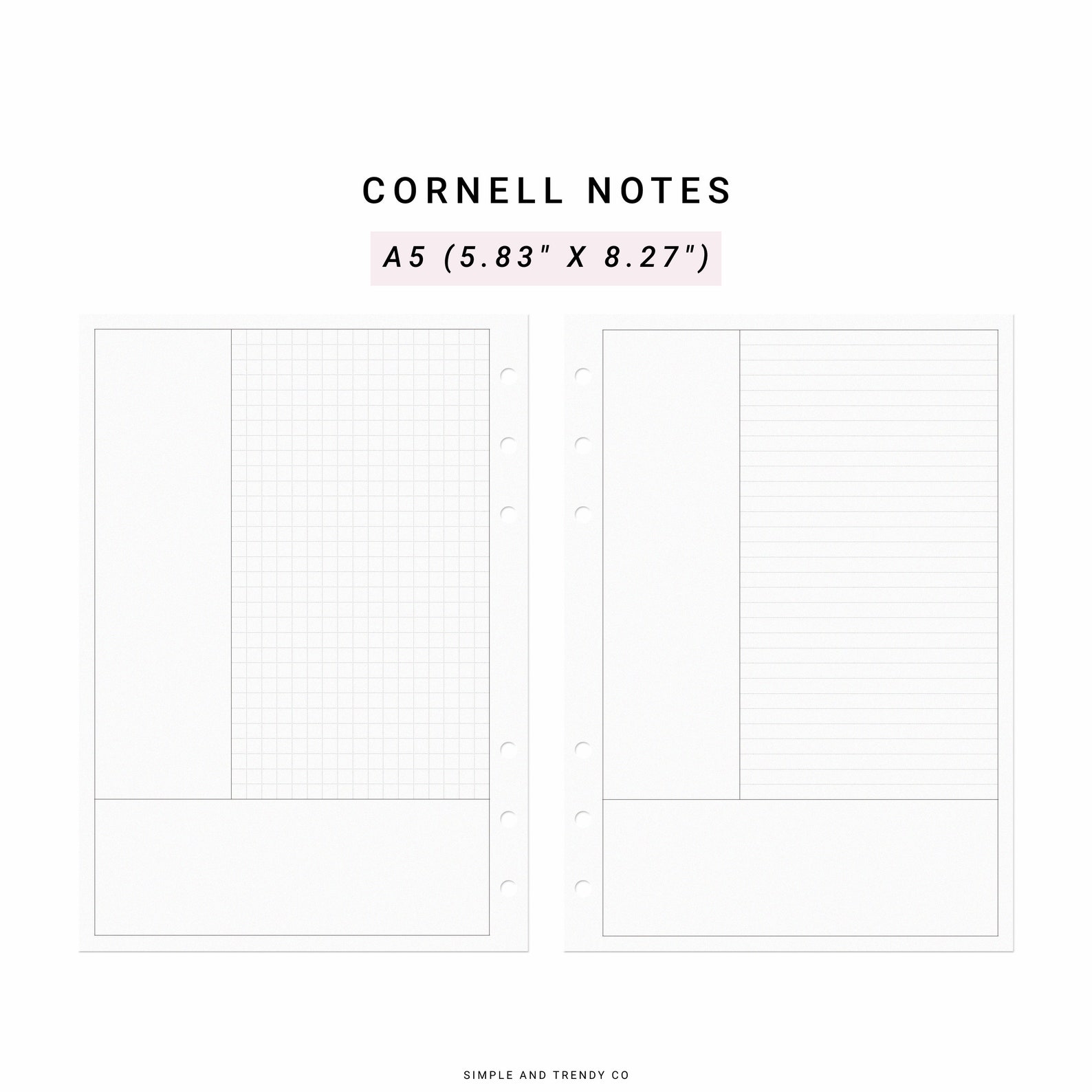 Cornell Notes Printable Notes Set A5 Planner Inserts Cornell - Etsy