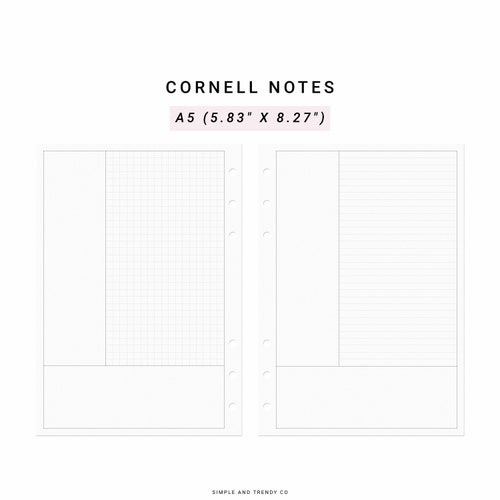 Study Note Paper Dotted Grid A5 Planner Inserts Printable - Etsy
