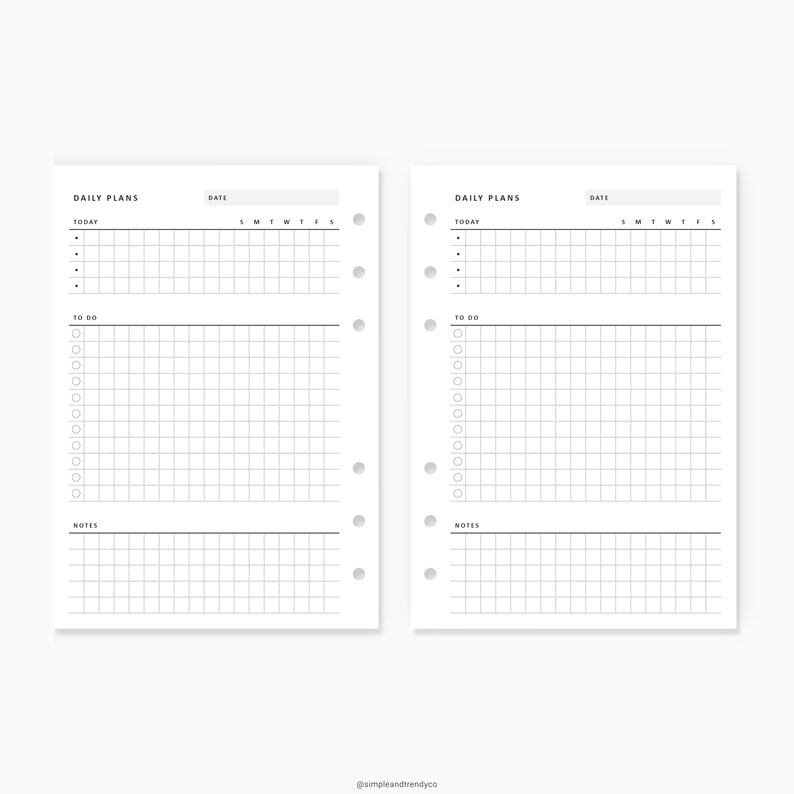 Daily Planner Printable A6 inserts Daily Organizer Daily | Etsy