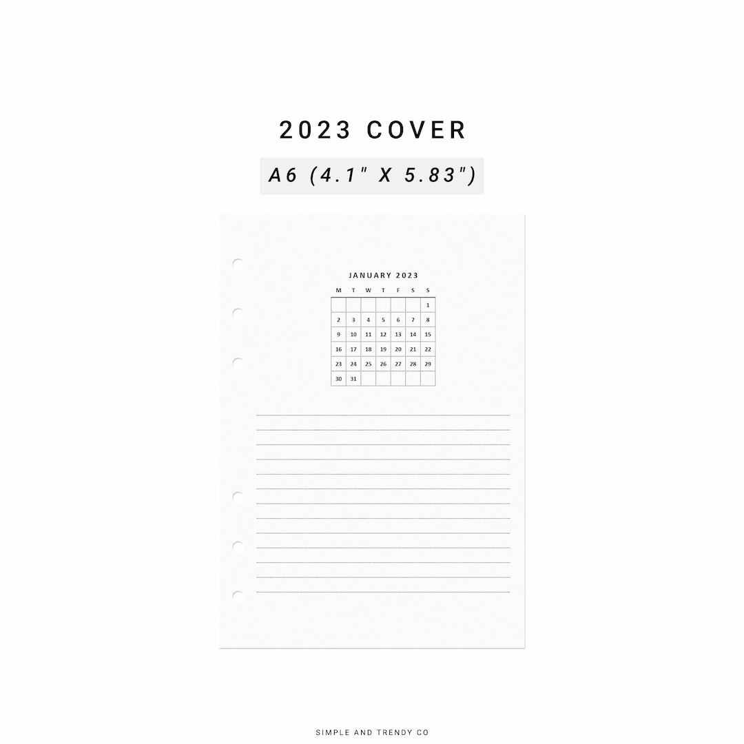 2023 Monthly Planner Cover Printable A6 Inserts - Etsy