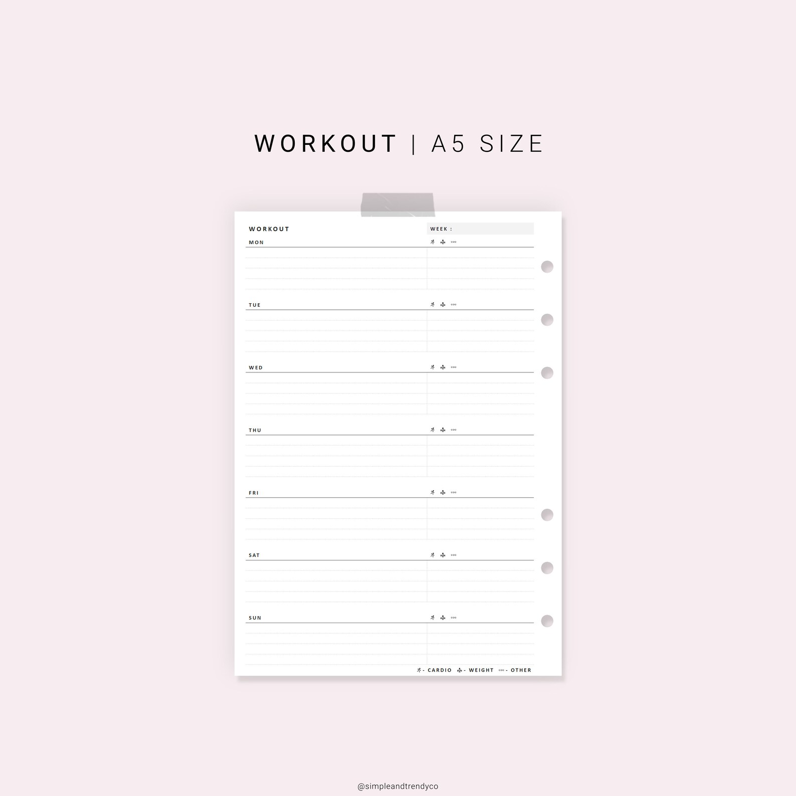 Workout Tracker A5 Planner Inserts Printable Weekly Workout | Etsy