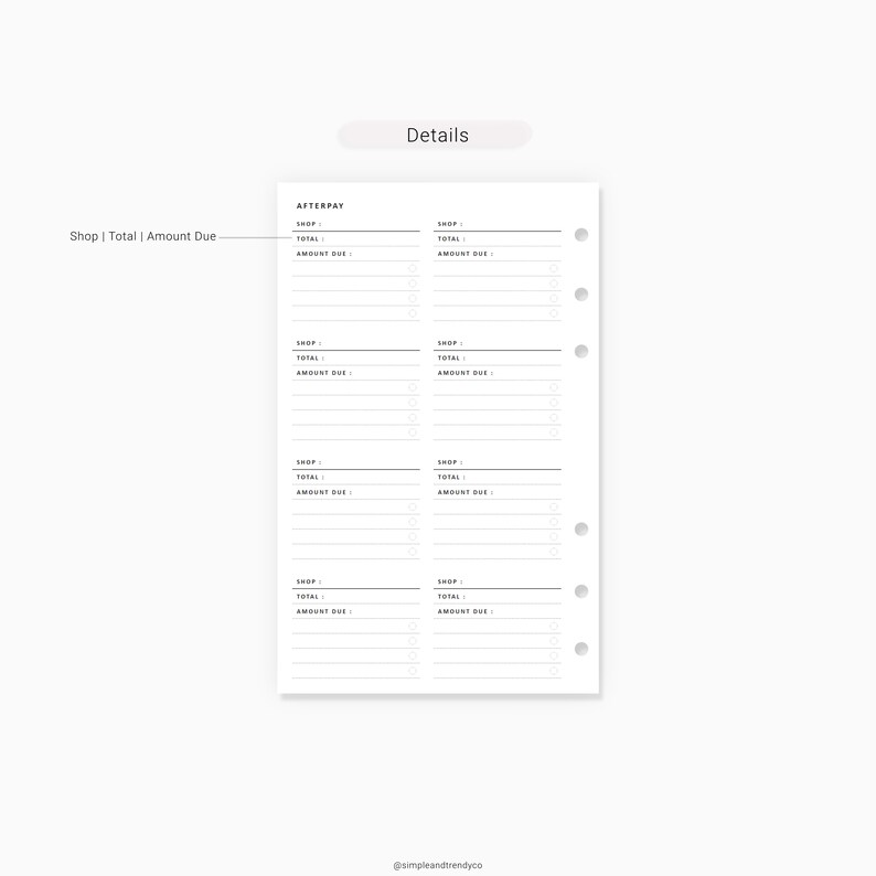 Afterpay Tracker FC Compact Printable Afterpay Payment | Etsy