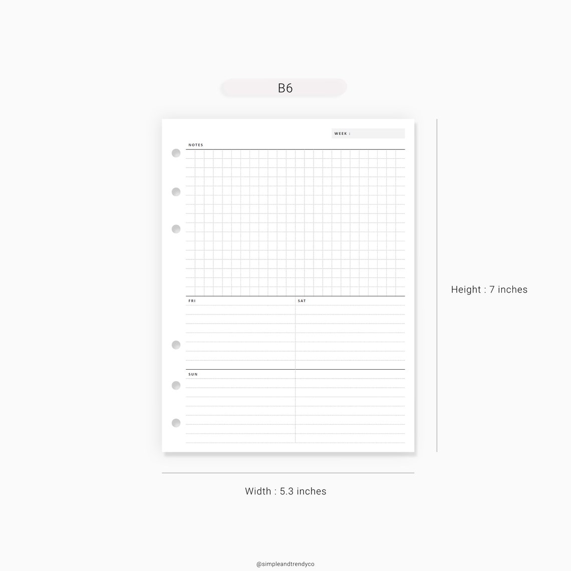 Weekly Planner B6 Inserts Weekly Agenda WO2P Printable | Etsy