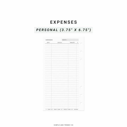 Expense Tracker Personal Planner Inserts Printable Personal - Etsy