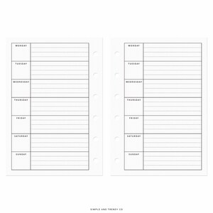 Week on One Page, Weekly Planner Pages, Printable Pocket XL, Weekly ...