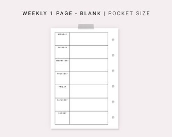 Week on One Page Weekly Planner Pages Printable Personal | Etsy