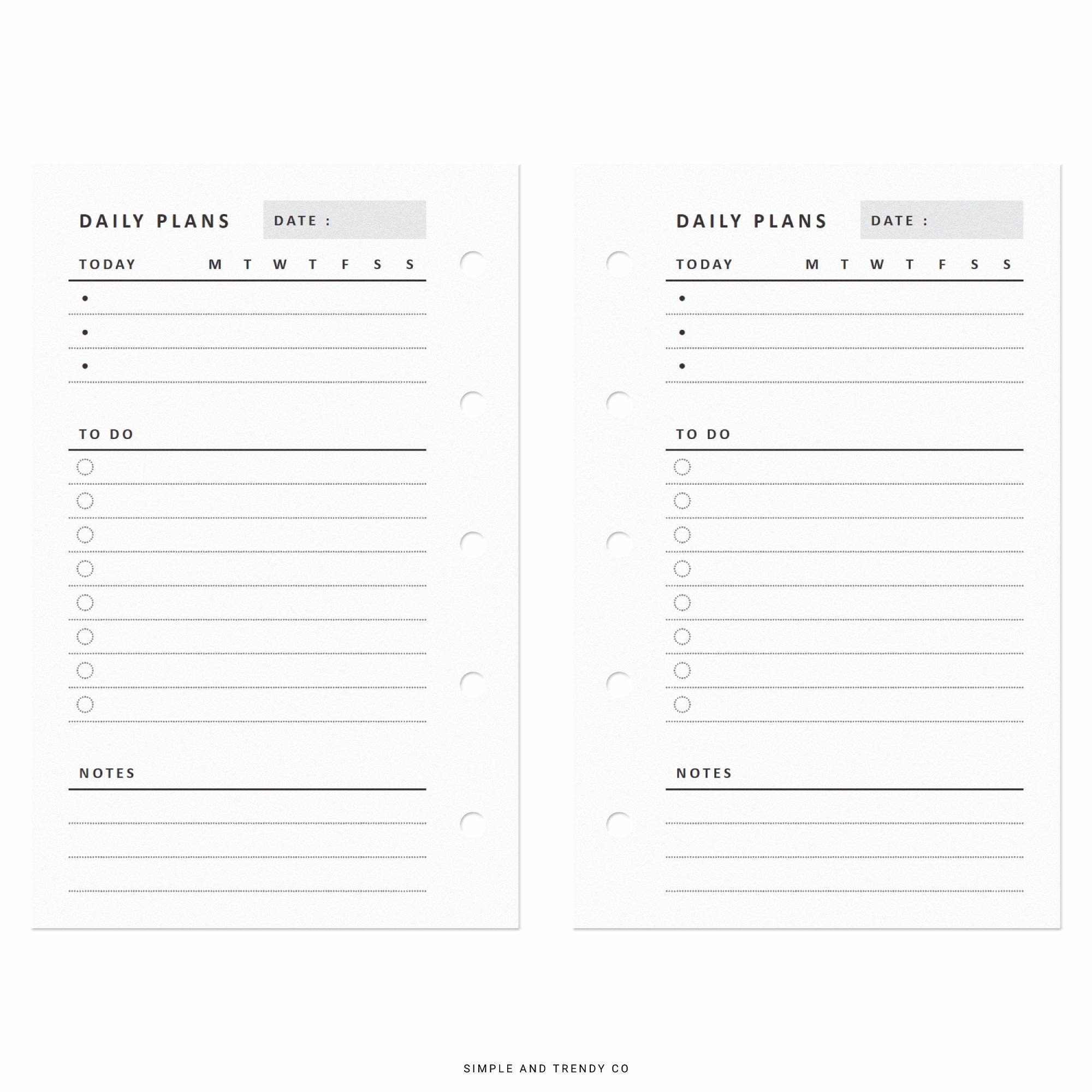 Daily Planner Printable Mini Size Filofax Mini Daily - Etsy