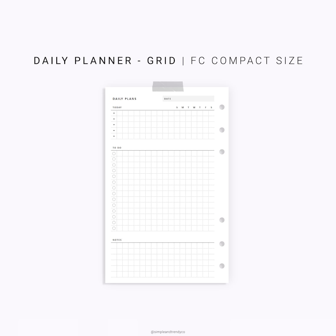 FC Compact Daily Planner Printable Daily Organiser Daily | Etsy