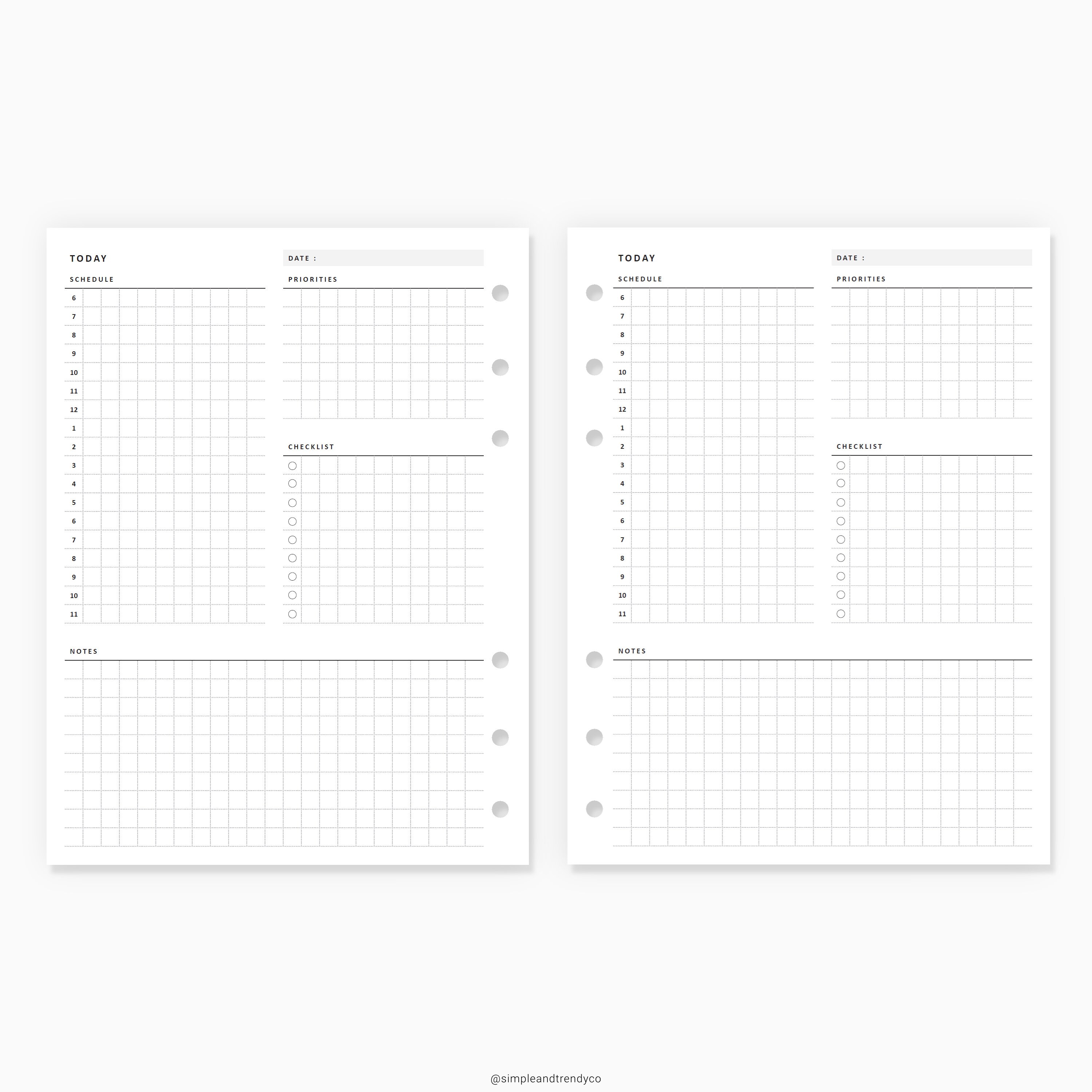 Daily Planner Printable B6 Inserts Daily Planners and | Etsy