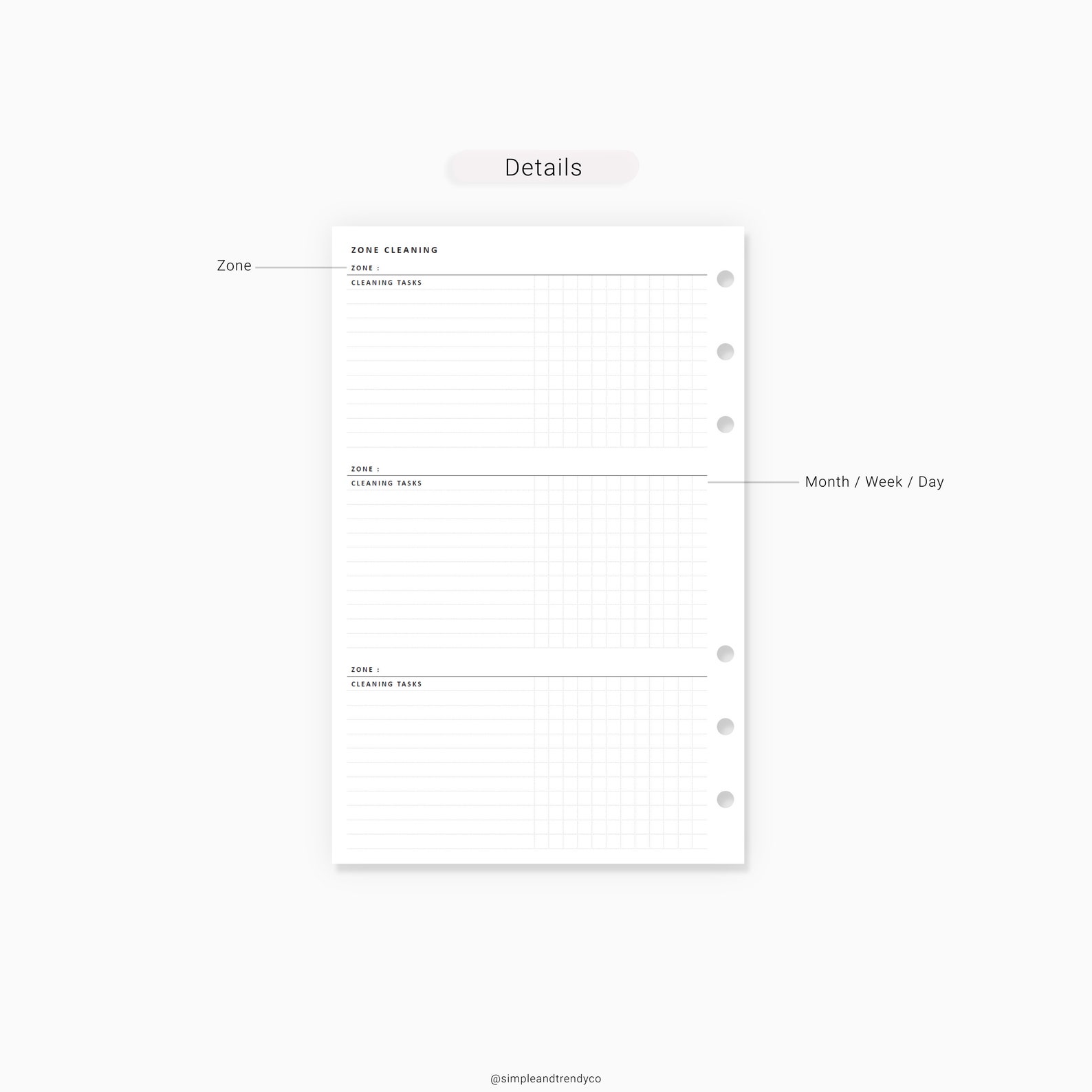 Zone Cleaning Half Size Half Letter Inserts Cleaning Zones - Etsy