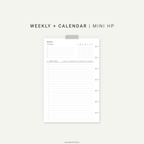 Weekly Planner Calendar Happy Planner Mini Printable Week on | Etsy