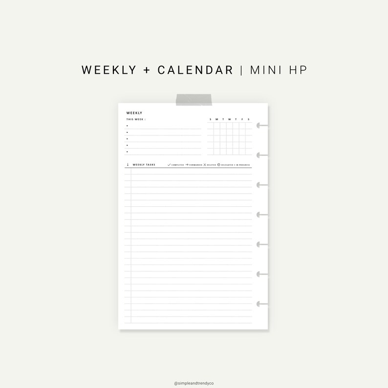 Weekly Planner Calendar Happy Planner Mini Printable Week on | Etsy