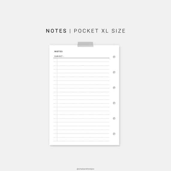 Notes Paper Pocket XL Printable Writing Paper Lined Notes | Etsy