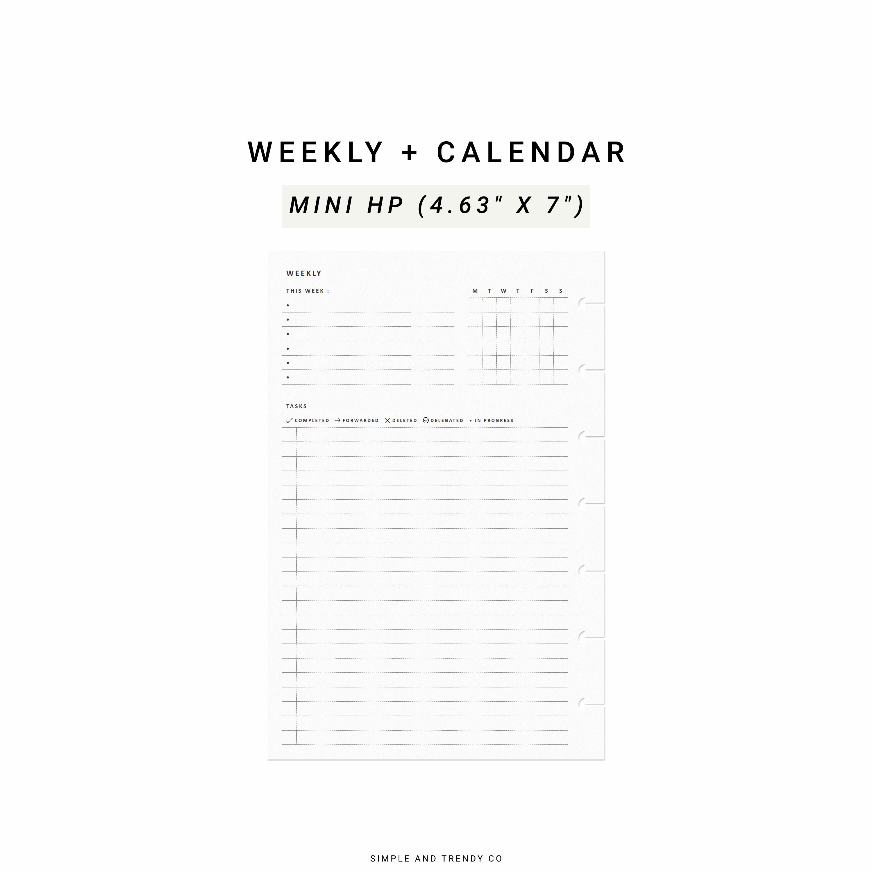 Weekly Planner Calendar Happy Planner Mini Printable Week on - Etsy