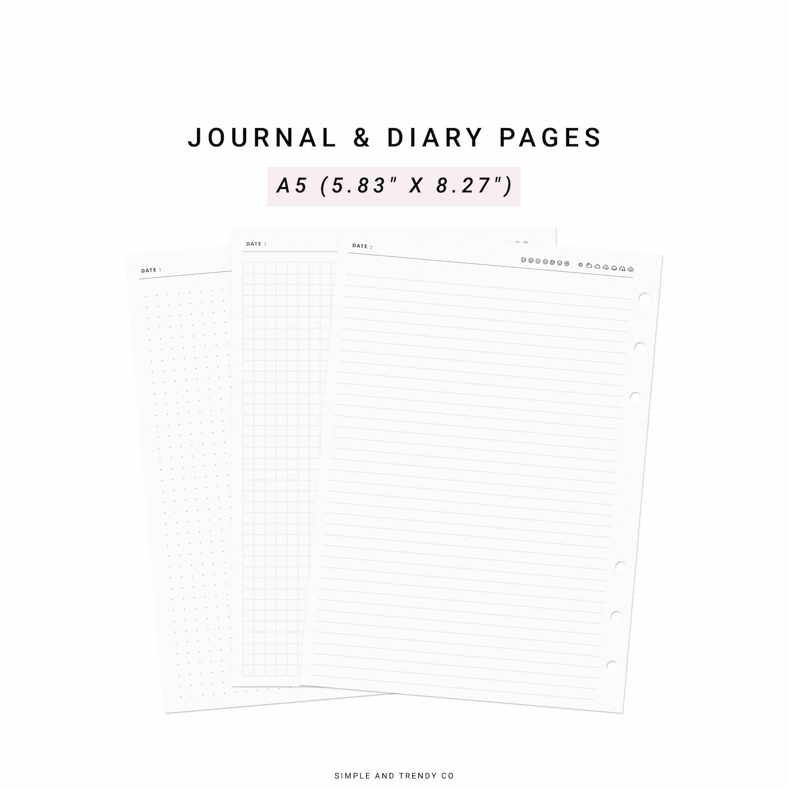 Printable Diary Pages Travel Journal A5 Planner Inserts - Etsy