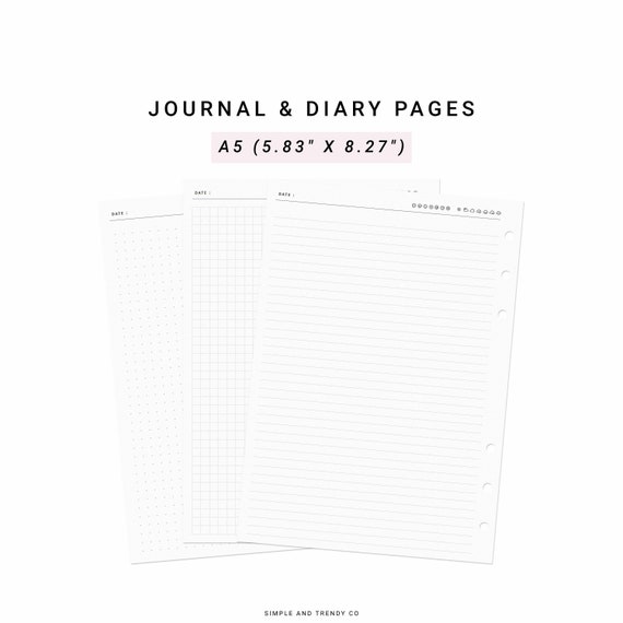 Printable Diary Pages Travel Journal A5 Planner Inserts - Etsy