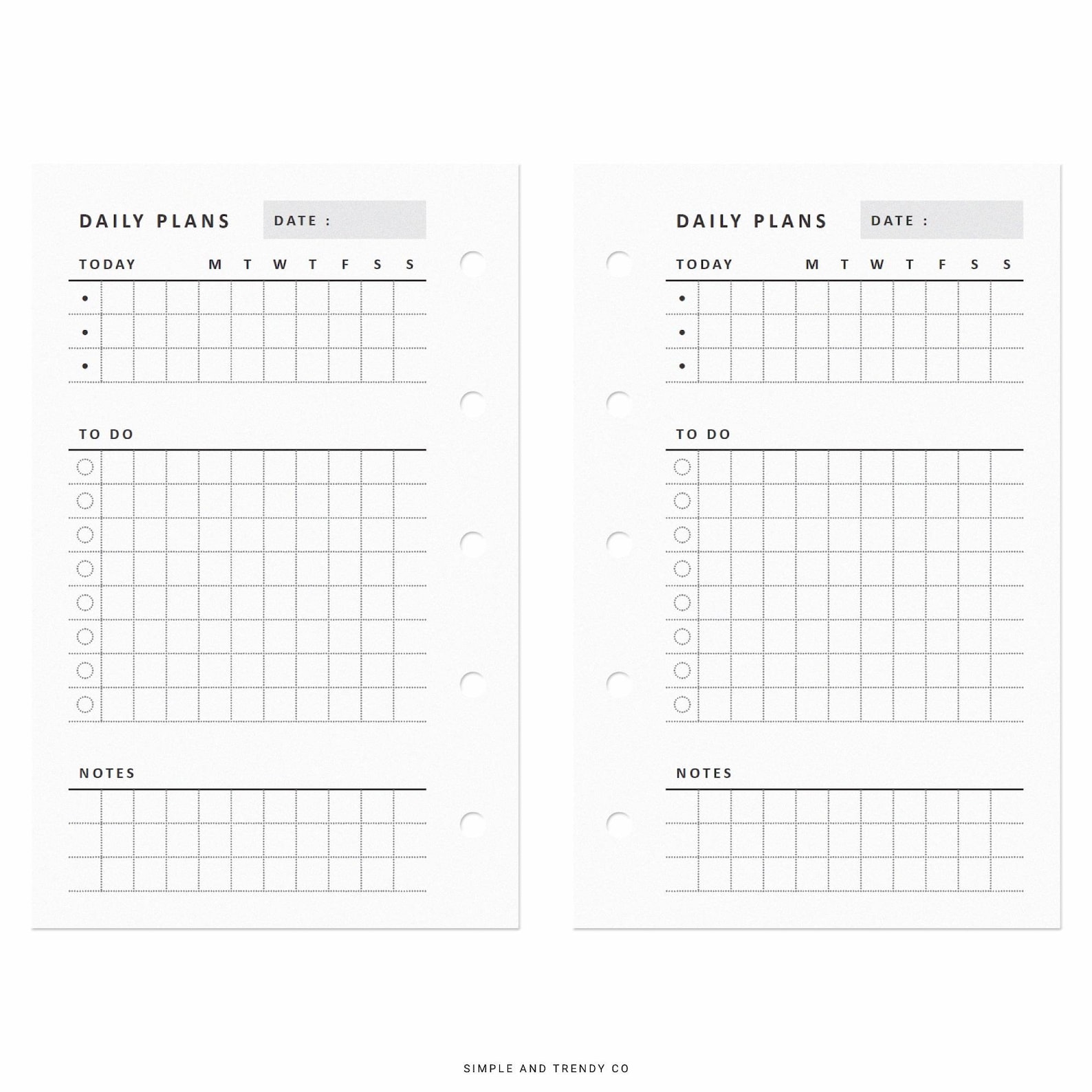 Daily Planner Printable Mini Size Filofax Mini Daily - Etsy