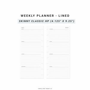 Weekly Planner Printable Skinny Classic Happynichi Printable Half Sheet ...