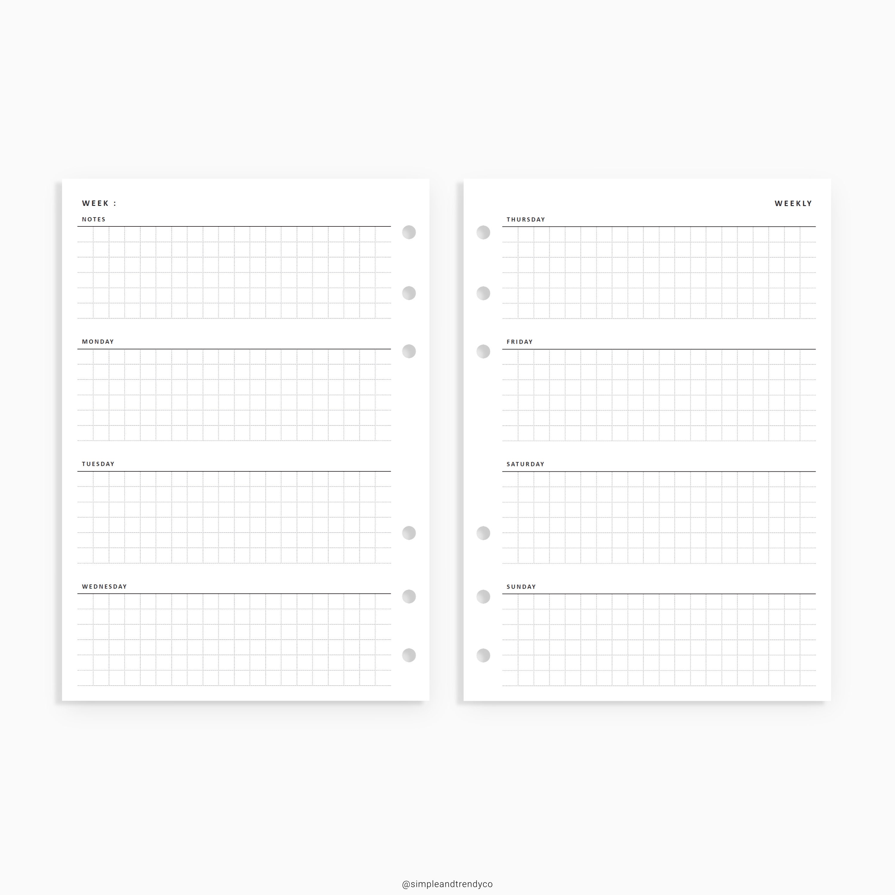 Weekly Planner Printable Personal Wide Weekly Schedule | Etsy
