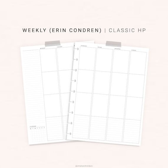 Weekly Planner Erin Condren Inserts Undated Printable Happy | Etsy