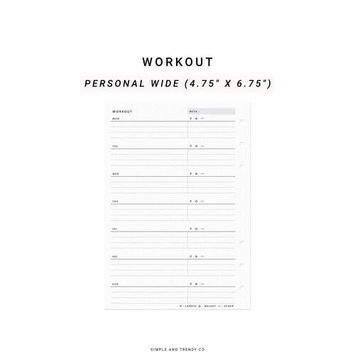 Workout Tracker Personal Wide Printable Weekly Workout Plan - Etsy